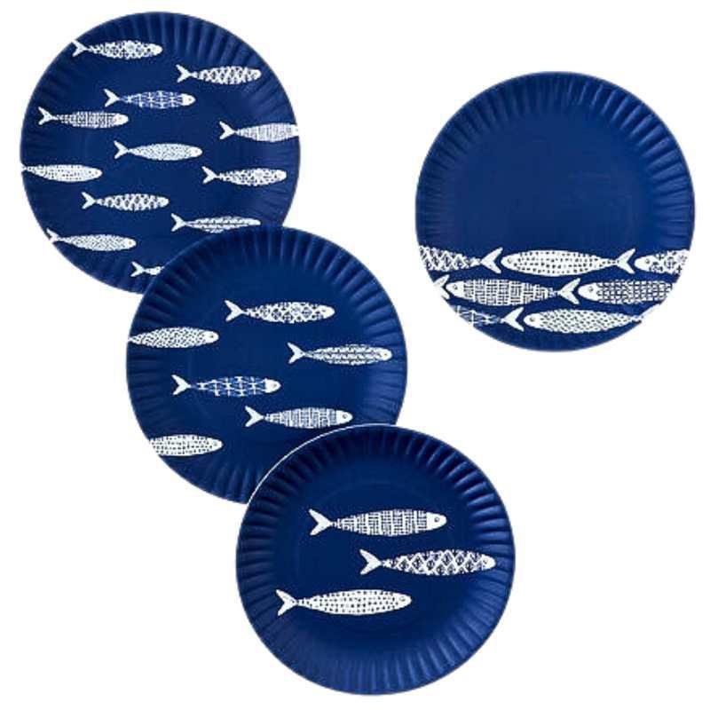 Melamine School of Fish "Paper" Plate, Set of 4, 9" — Port Gamble ...
